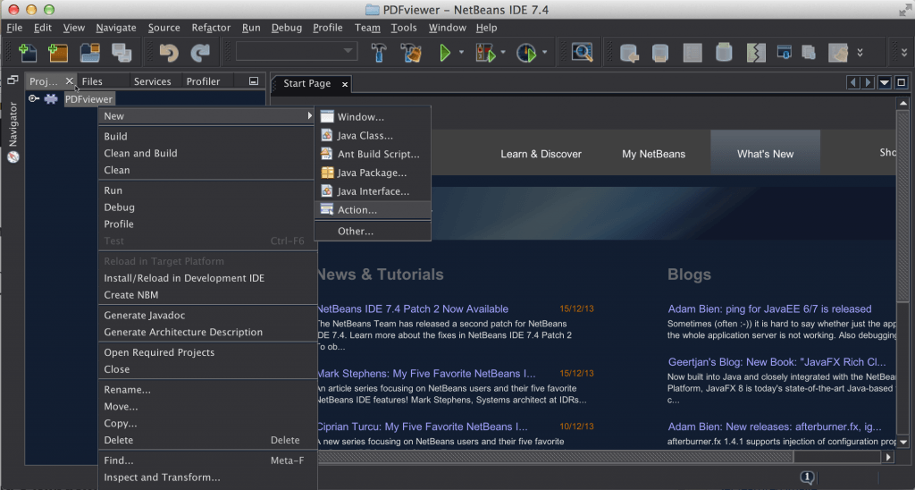new action - Java PDF Blog