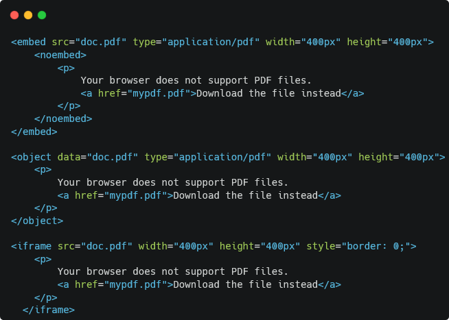 How To Embed PDF Files In HTML Web Pages
